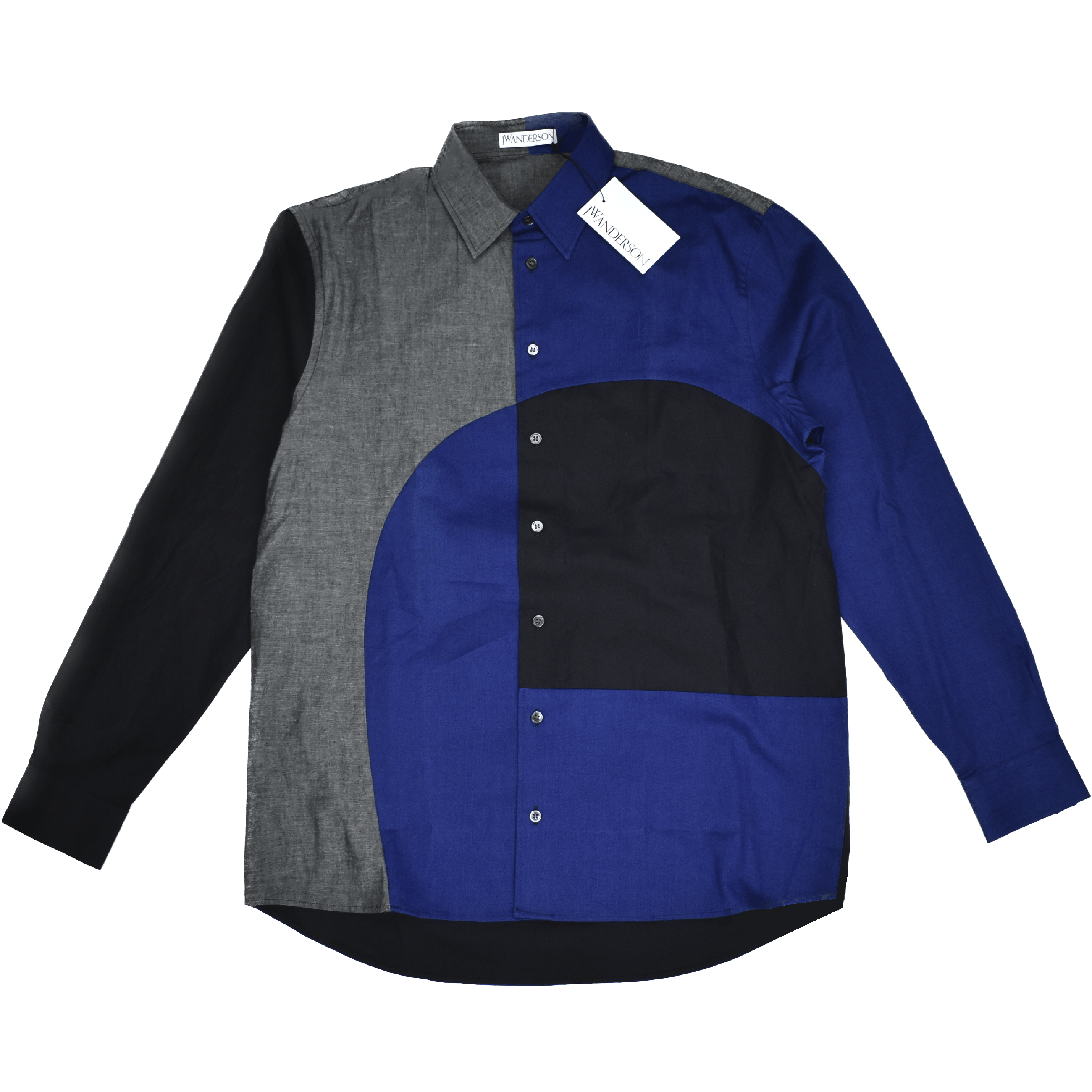 JW Anderson JWA Logo Blue Paneled Button Down Shirt | Grailed