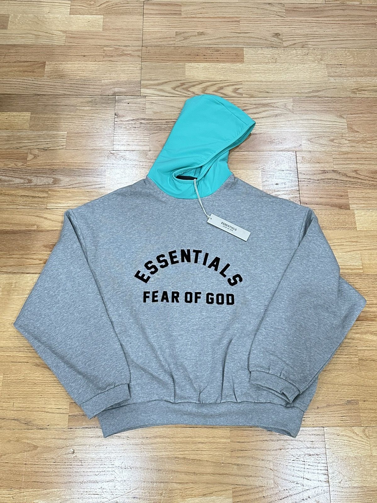 Fear of God Fear of God Essentials Nylon Fleece Hoodie Oatmeal Mint ...