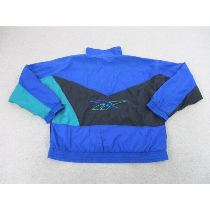 Reebok VINTAGE Reebok Jacket Adult Large Blue Black Windbreaker Outdoor ...