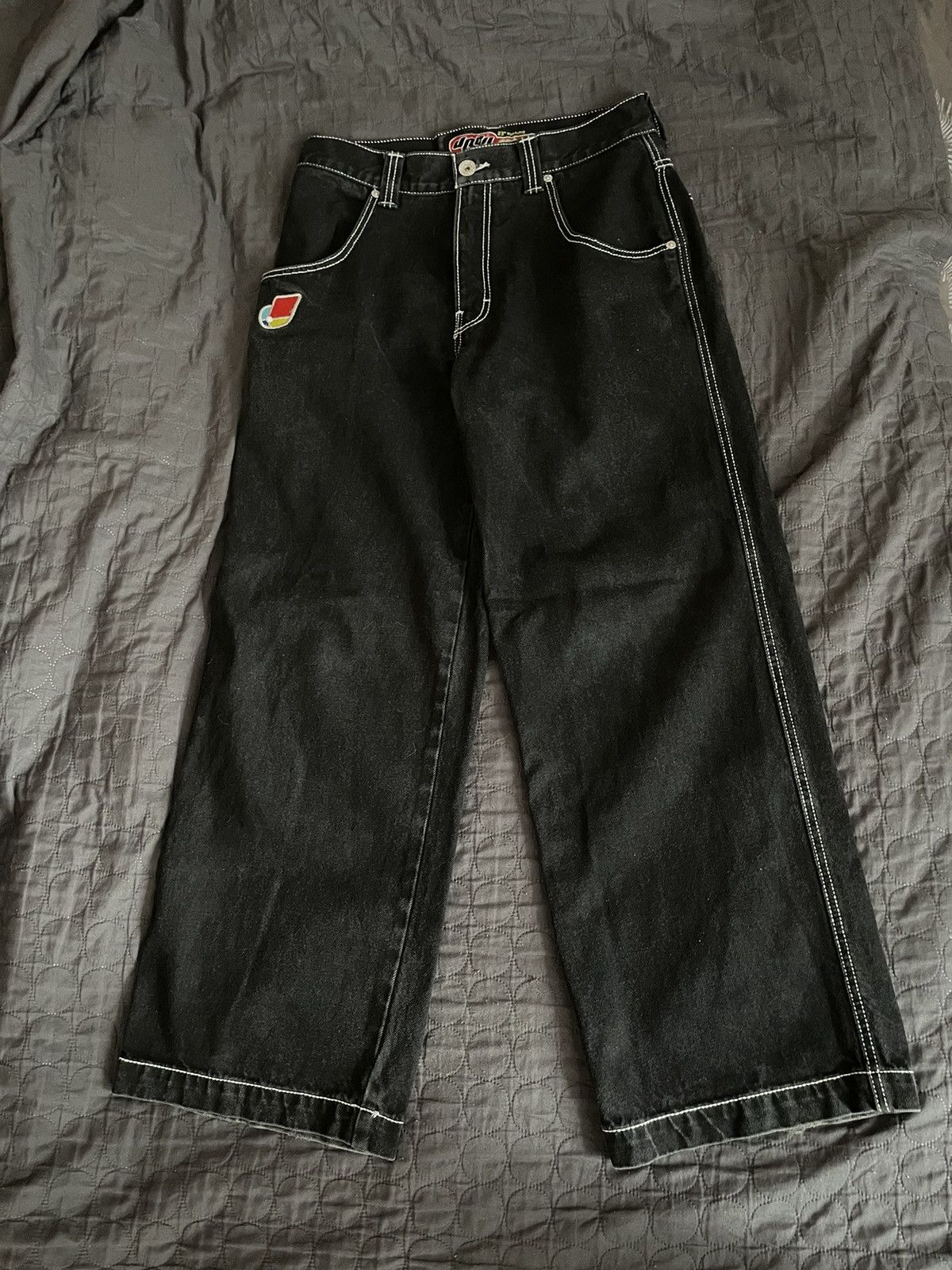 JNCO JNCO baggy white stitching denim jeans | Grailed