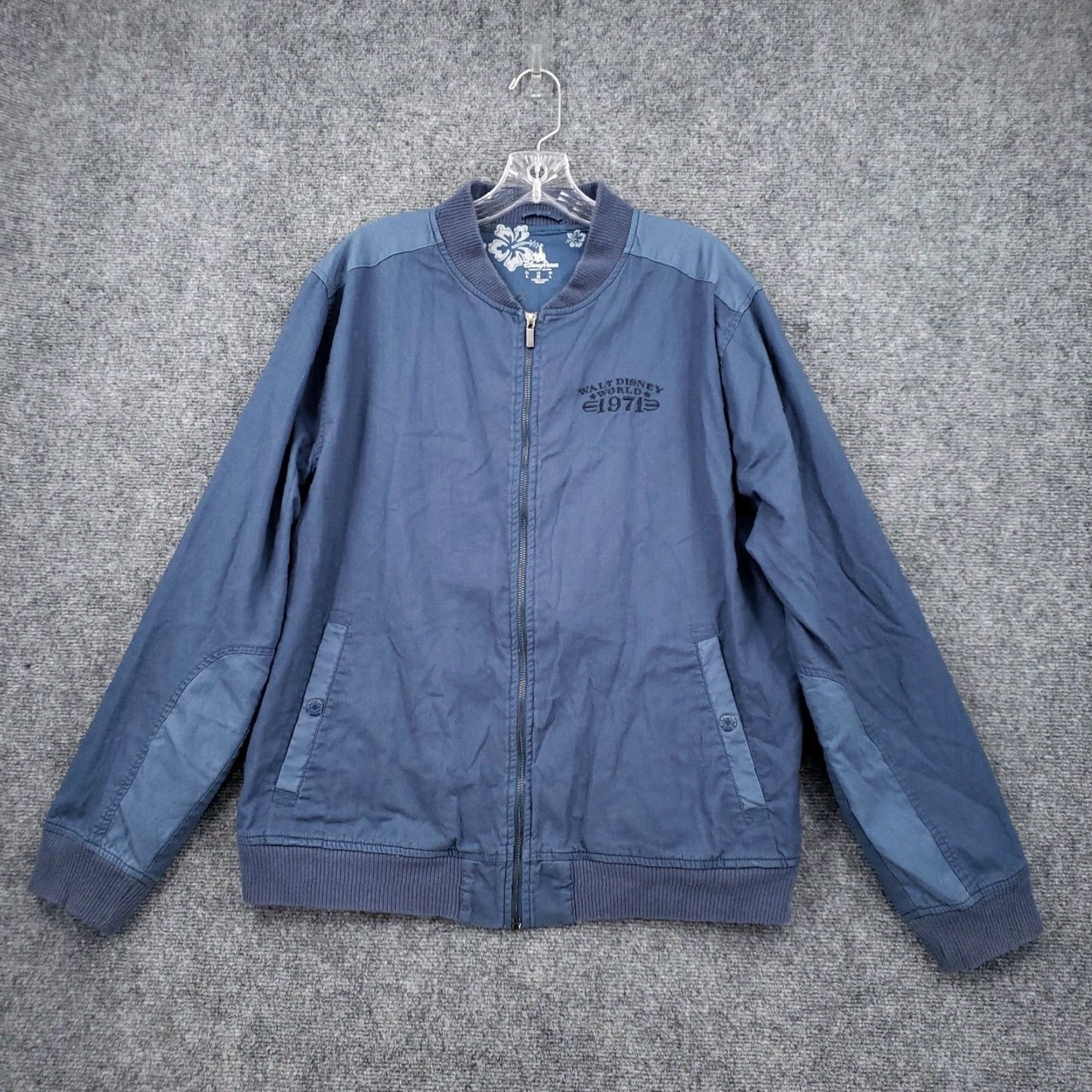 Disney Authentic Walt Disneyland 1971 Mens Blue Full Zip Bomber Jacket ...
