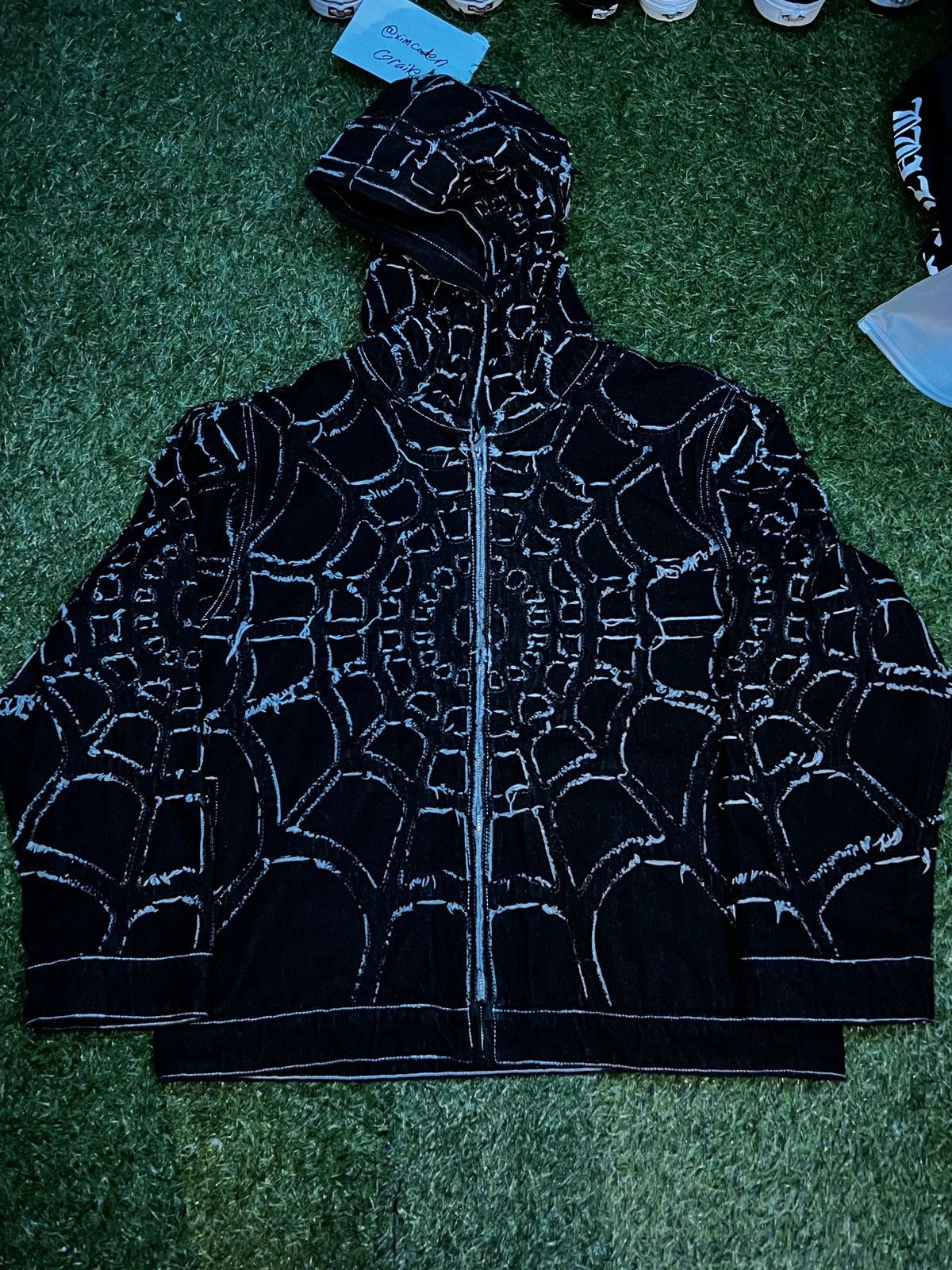 Revenge Revenge Black Spider Web Denim Jacket | Grailed