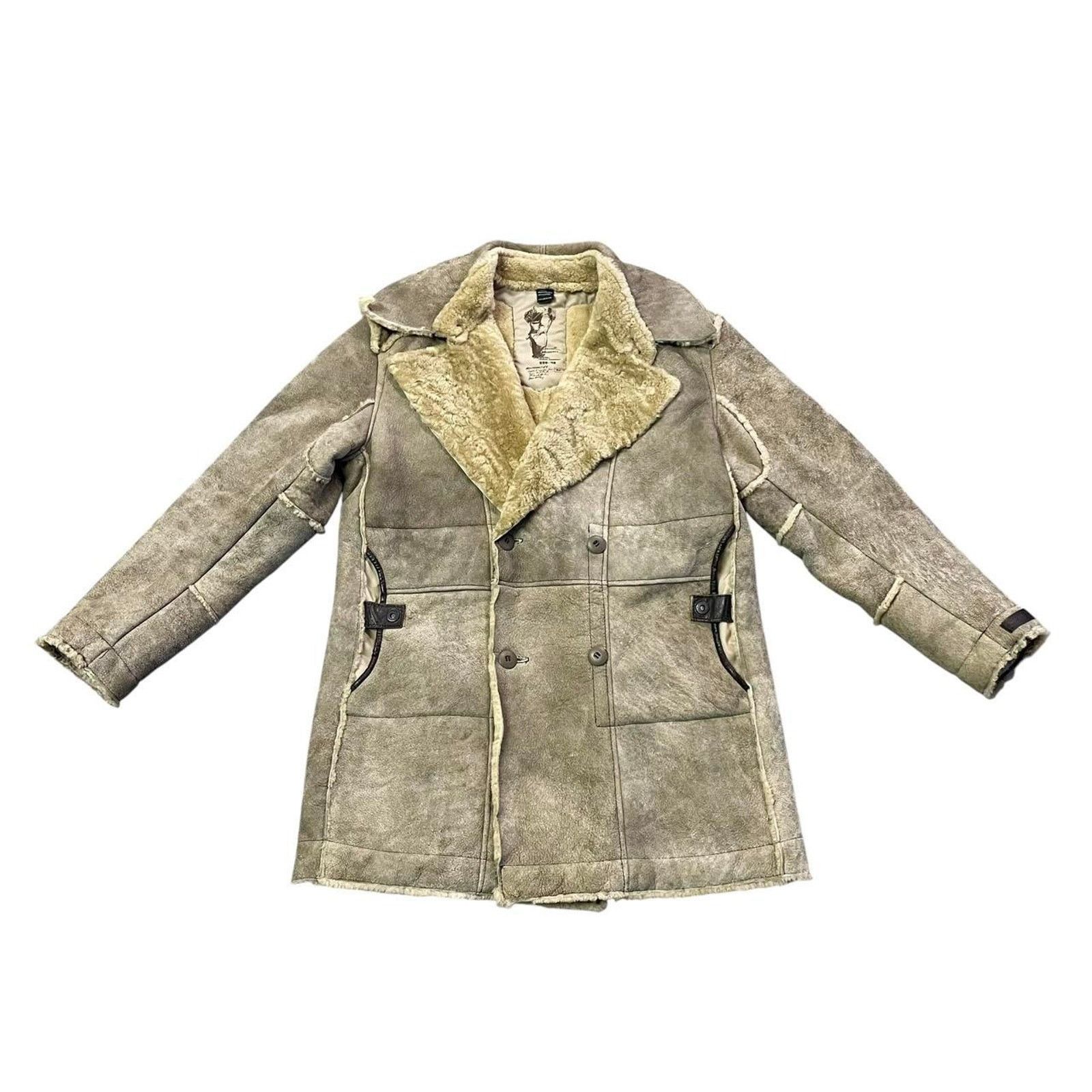 Diesel VTG Y2K 2000s Diesel sheepskin Shearling military style coat ...
