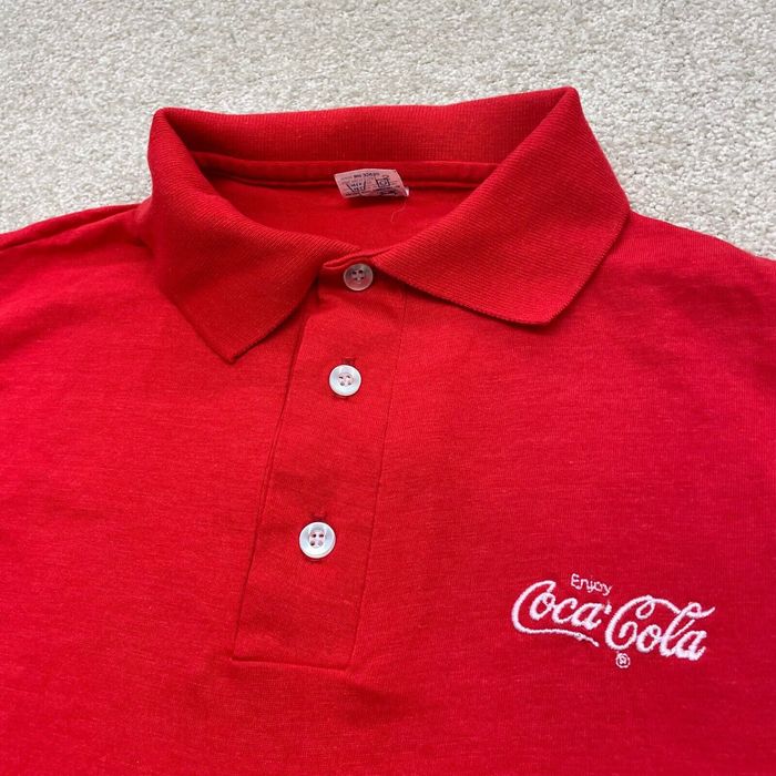 Vintage Coca Cola Polo Shirt Women XS Red Collared Basic Vintage 80s ...