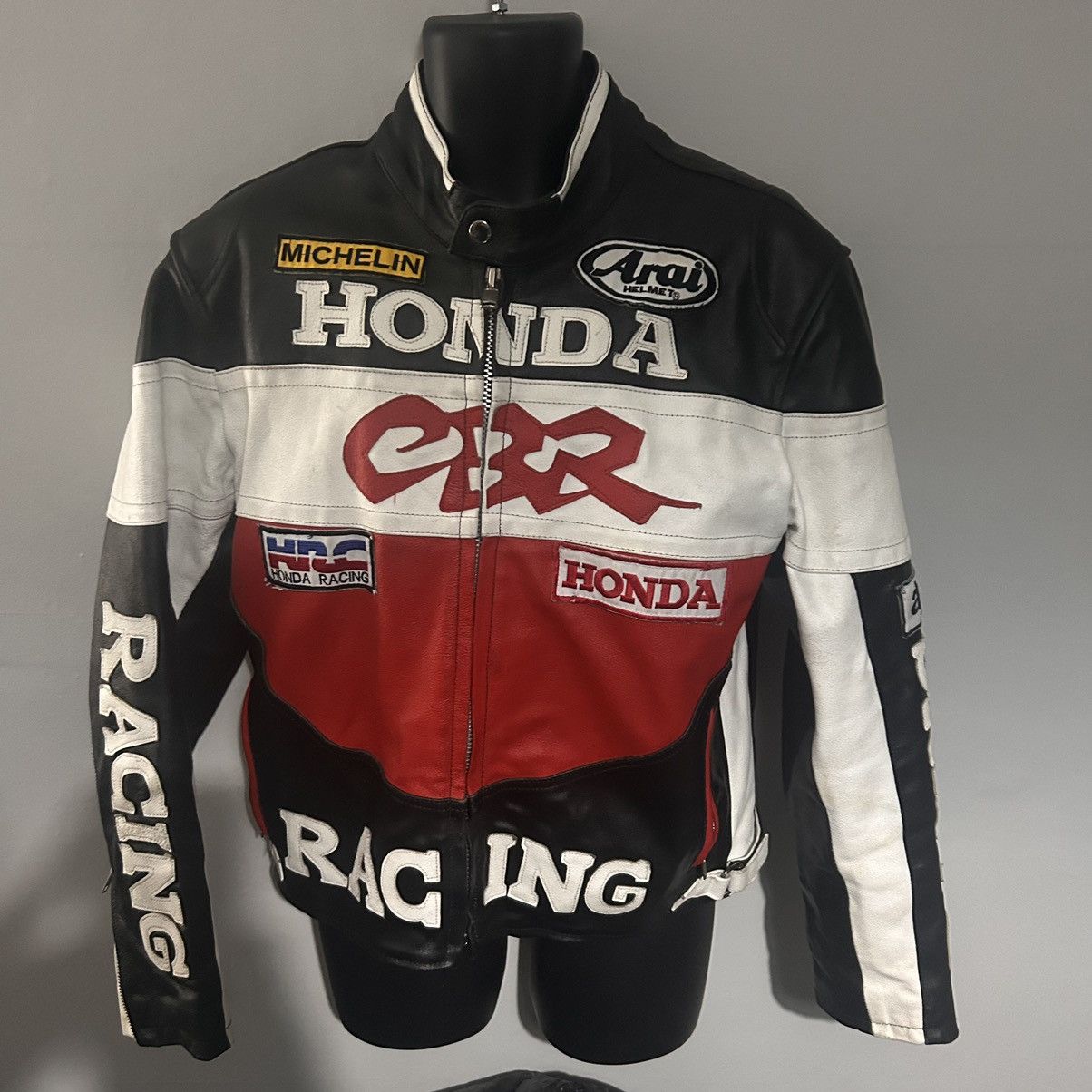Honda Honda Racing CBR black Leather biker/ motorcycle jacket | Grailed