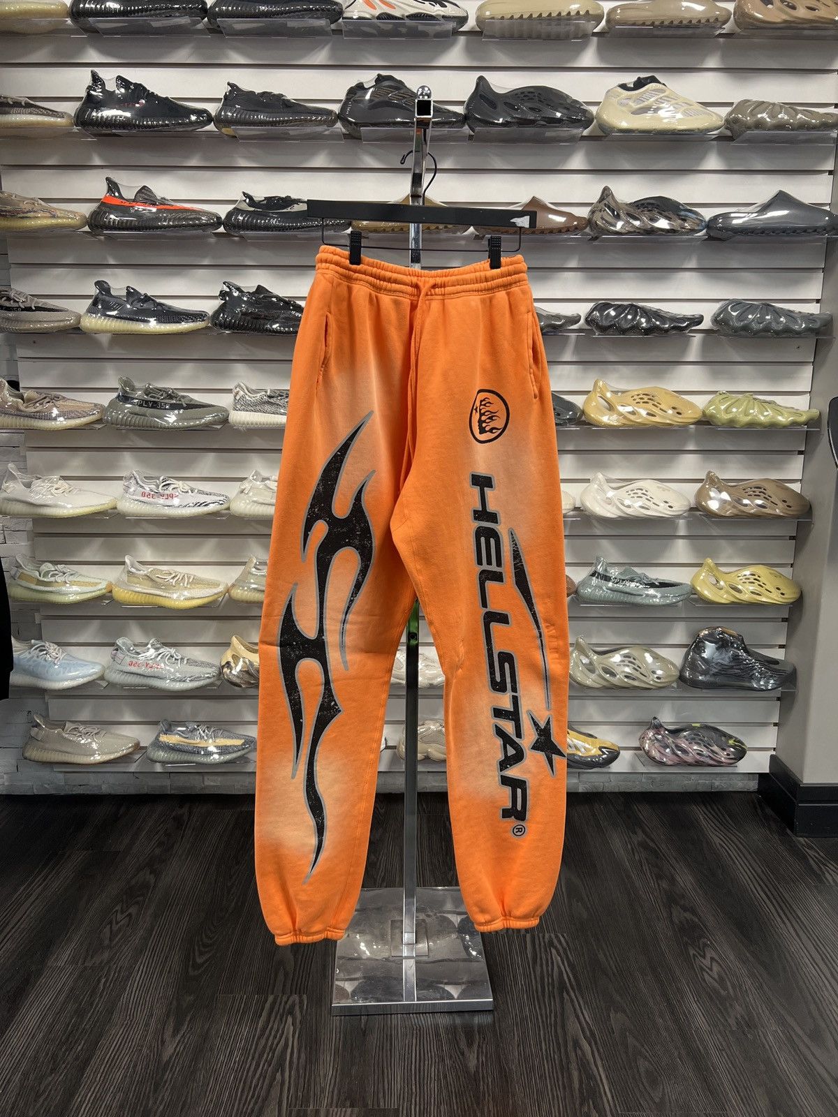 HELLSTAR Hellstar Fire Orange Dye Closed Elastic Bottom Sweatpants ...