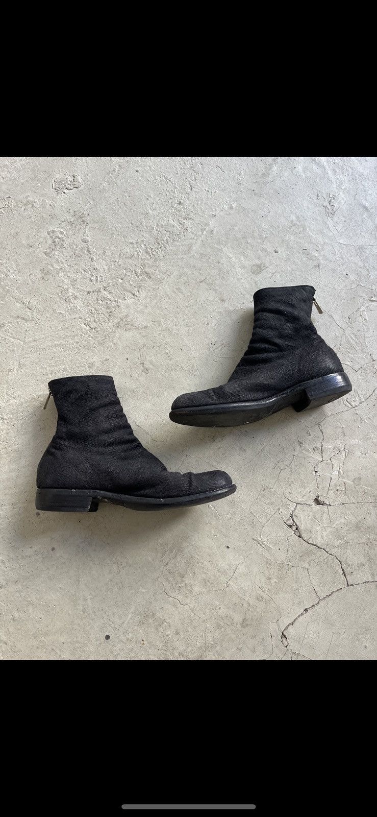 A1923 × Carol Christian Poell × Guidi Guidi 986 Linen back zip leather ...