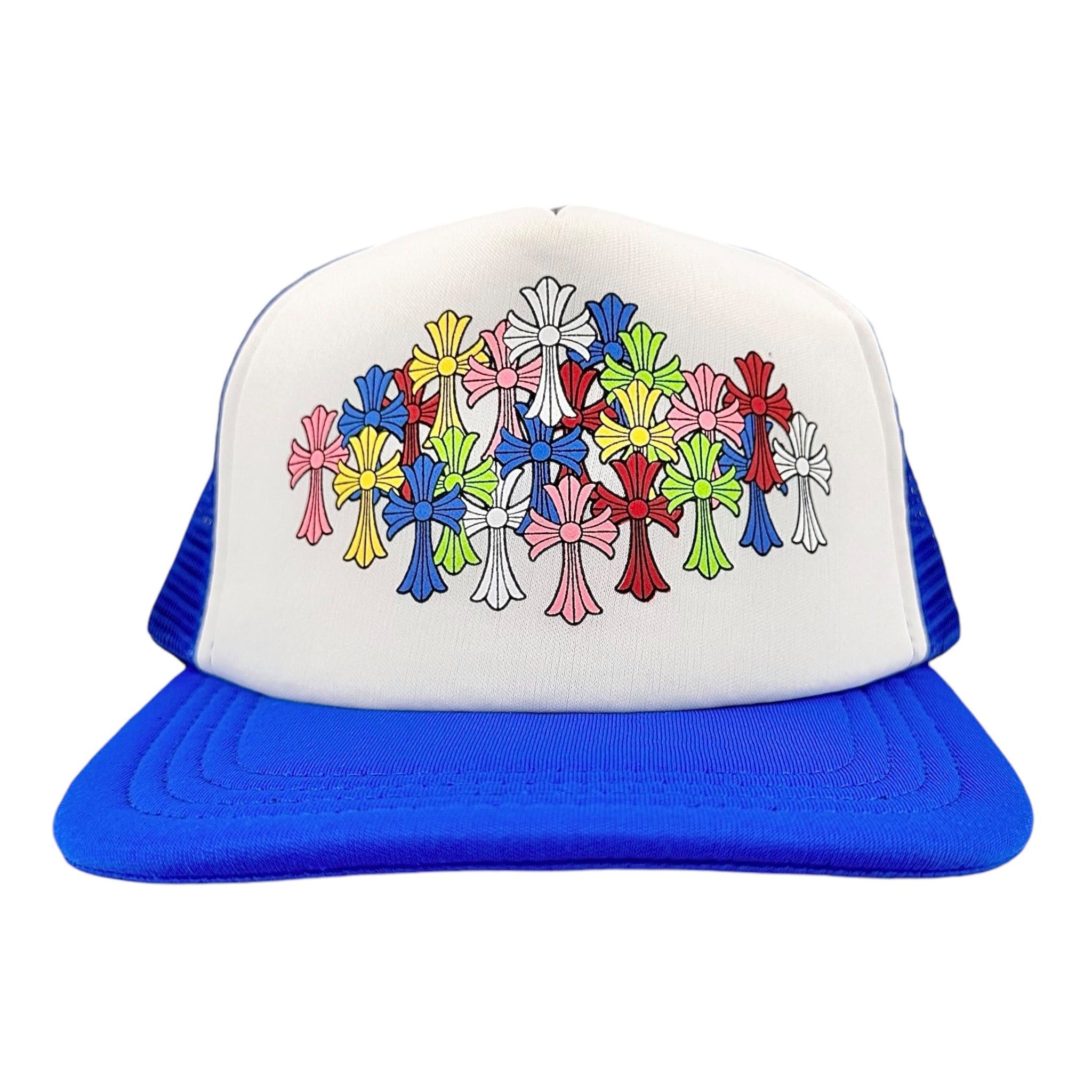 Chrome Hearts Multi Color Crosses Trucker Hat Blue White | Grailed