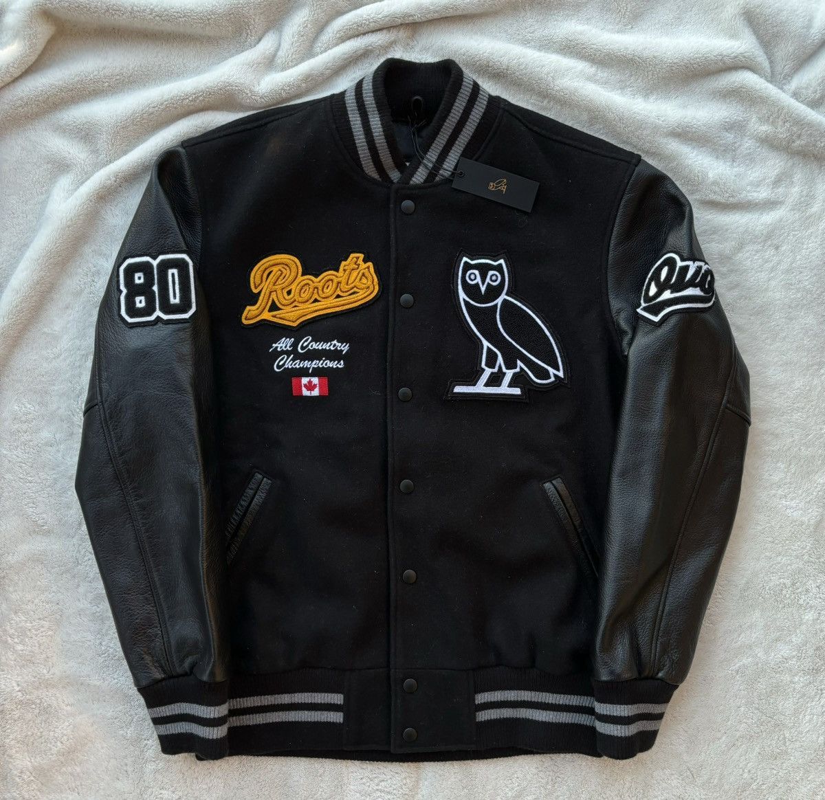 Octobers Very Own × Roots OVO x Roots Black Varsity Jacket | Grailed