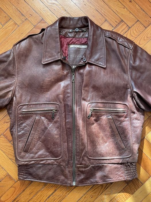 Chevignon Chevignon cowhide leather aviator jacket | Grailed