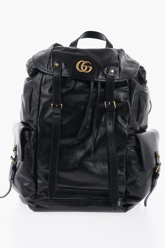 Gucci Multi-Pocket Leather Backpack with Golden Details | Grailed