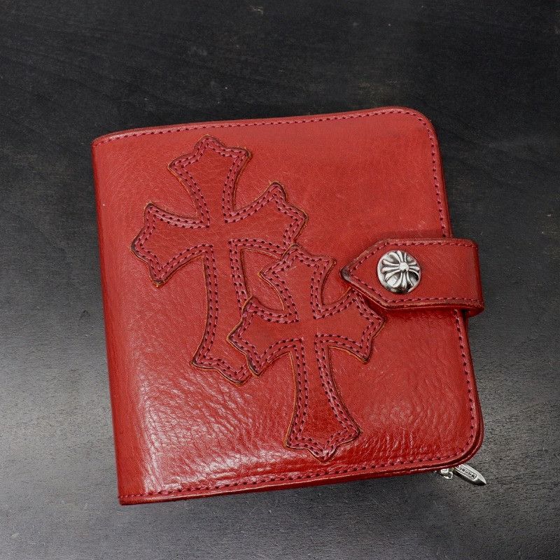 Chrome Hearts Chrome Hearts Red Leather Cross Patch Wallet | Grailed