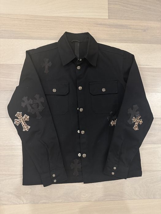Chrome Hearts Chrome Hearts Work Dog Jacket Leopard/Black cross patches | Grailed
