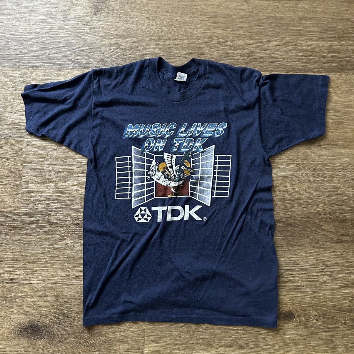 Vintage Vtg 50/50 cotton 80s New The Music Lives on TDK Shirt | Grailed