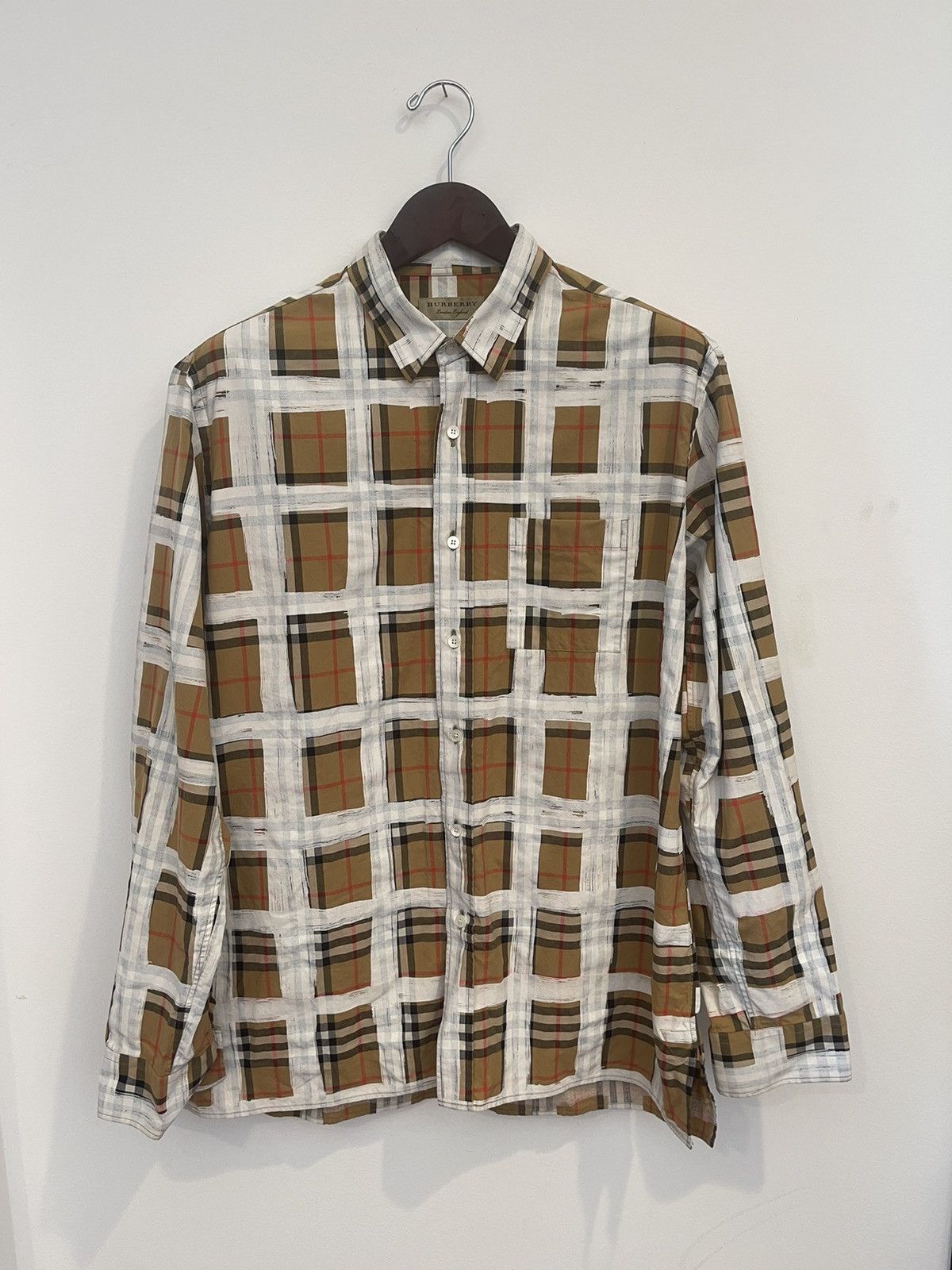 Burberry Runway rare Burberry check shirt with painted grid | Grailed