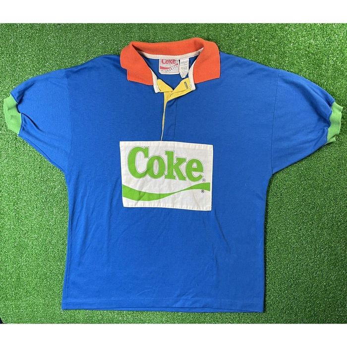 Coca Cola Vintage 80s Coca Cola Coke Blue Medium Polo Shirt USA | Grailed