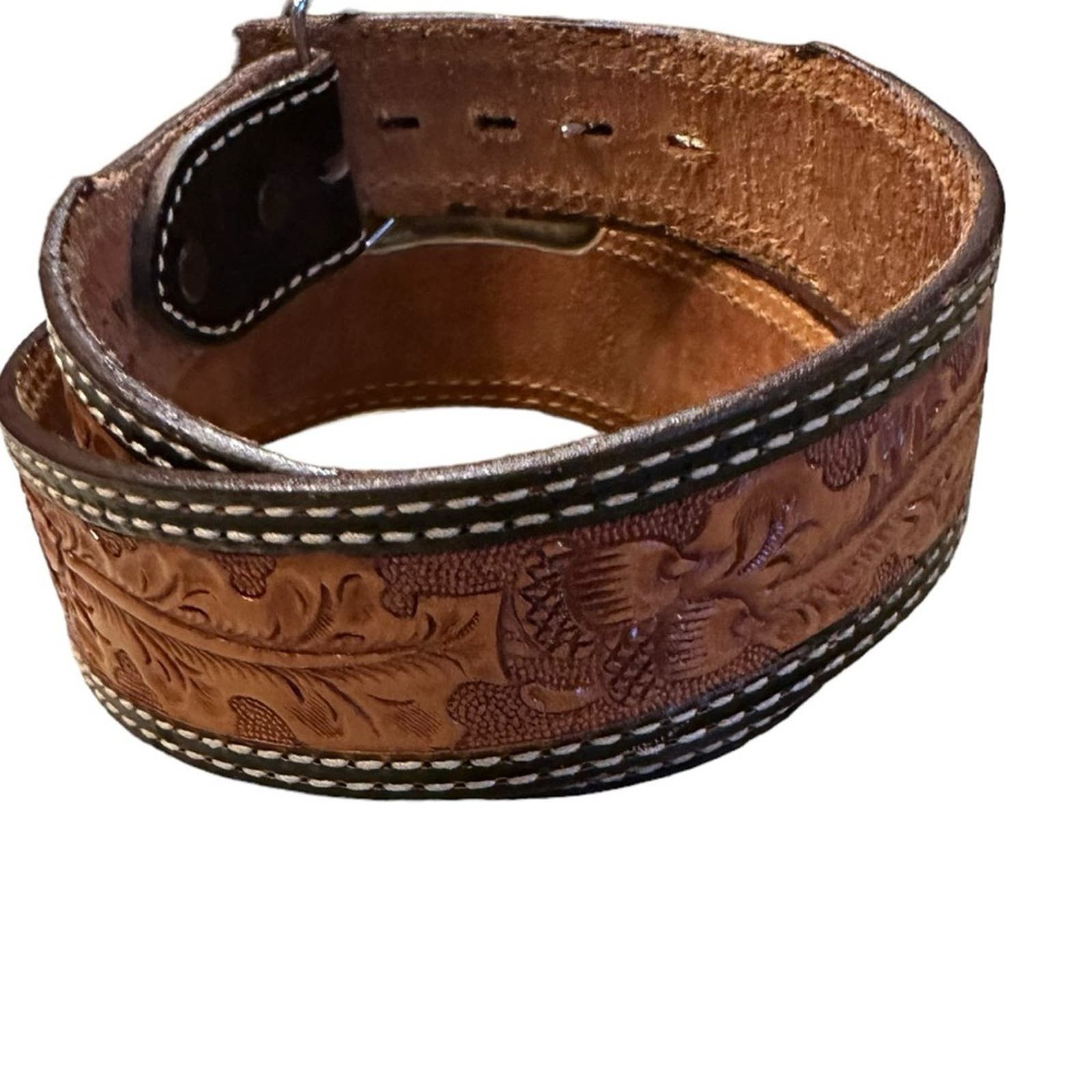 Tony Lama Vintage Hand Tooled Oak-leaf Tony Lama Western Belt Size 36 ...