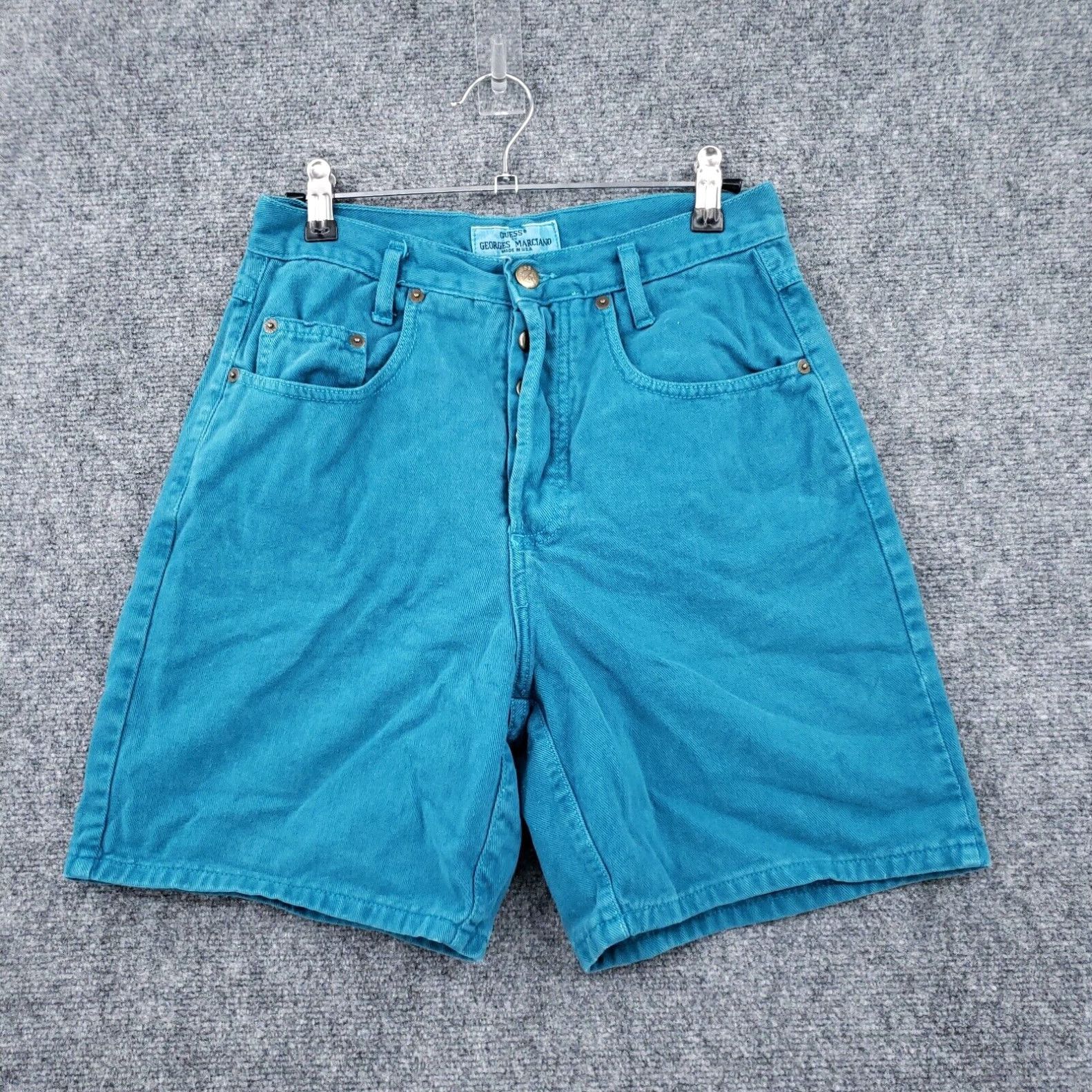Guess Womens Guess Shorts Blue High Rise 6" Extra Short Bermuda Denim ...