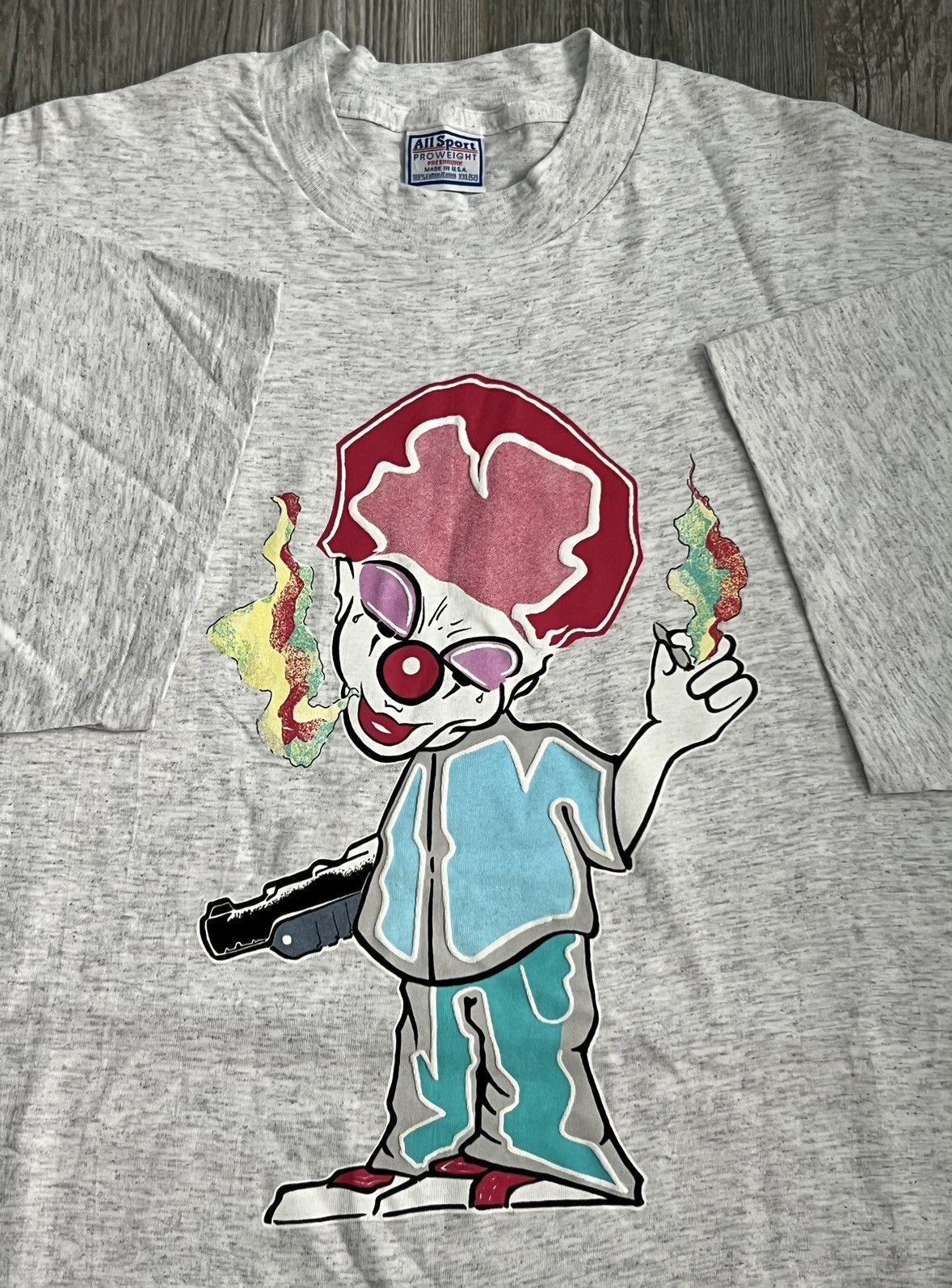 Art × Rare × Vintage 1996 Single Stitch Gangsta Gun Smoking Graphic Art ...