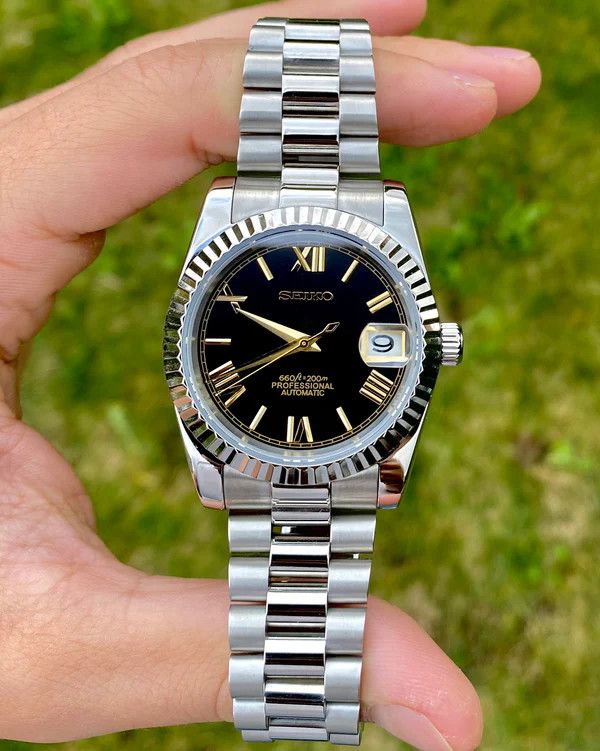 Seiko Black Roman Dial Seiko Mod | Grailed