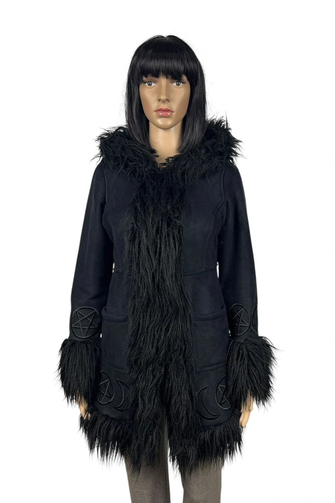 Killstar Killstar Faux Fur Coat Hooded Embroidered size S | Grailed