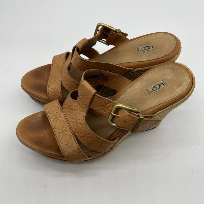 Ugg UGG Hedy Tan Leather Slip On Women 8US Heel Shoes | Grailed