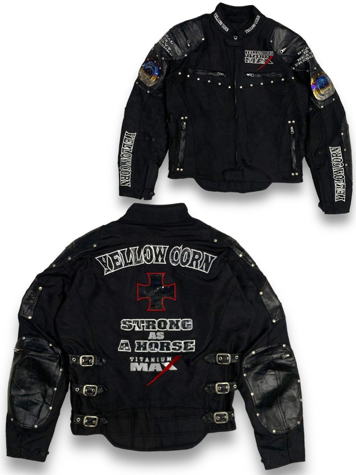 Leather Jacket Y2K YellowCorn Titanium Max Multipocket Mesh Bondage ...