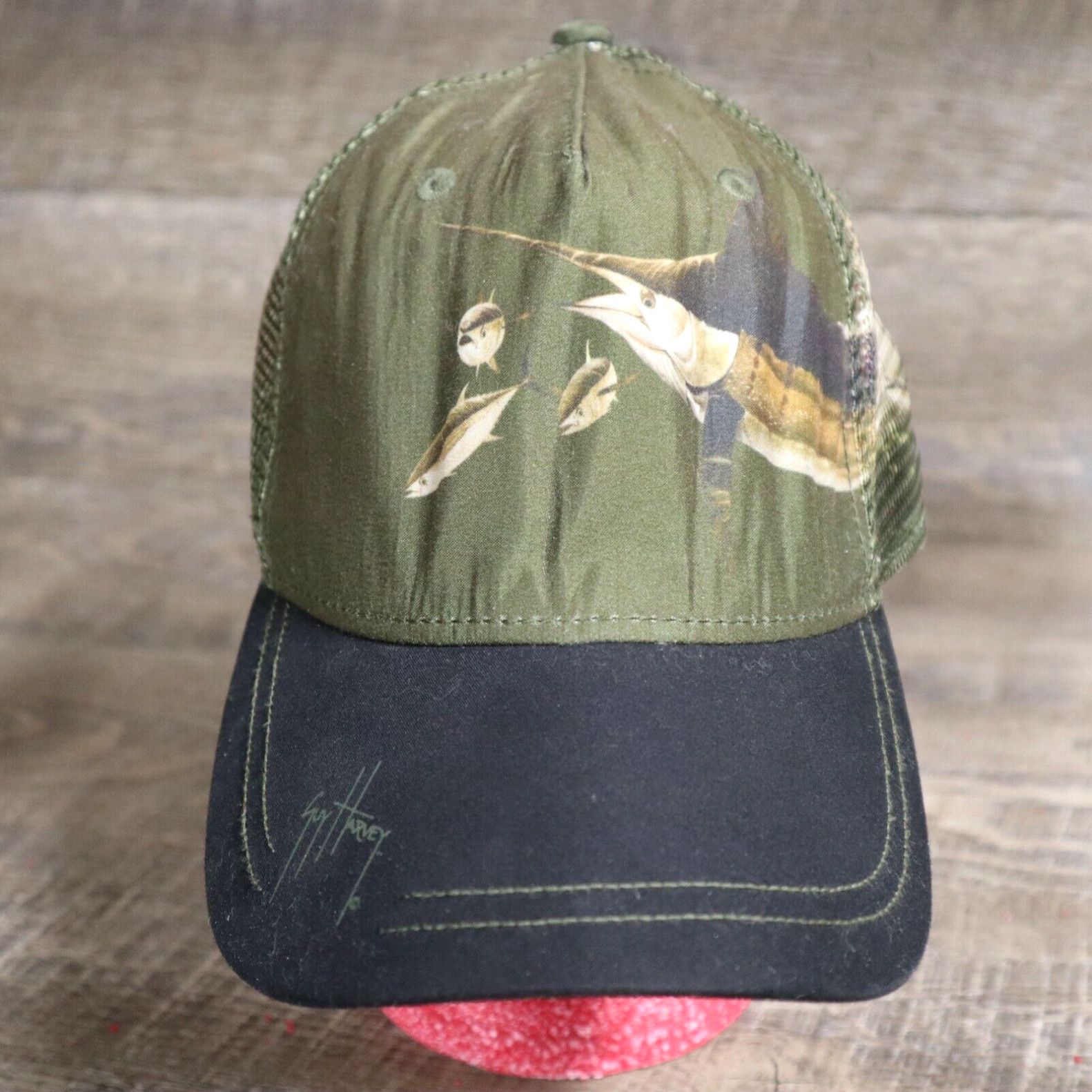 Guy Harvey Brown Marlin Swordfish Fish Embroidered Fishing Cap Snapback ...