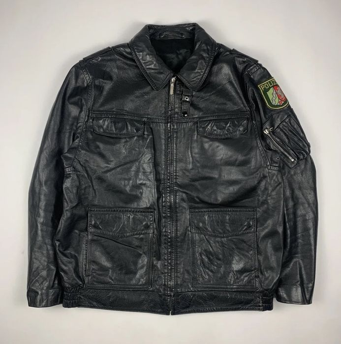Vintage Polizei Leather Jacket German Police 1990’s | Grailed
