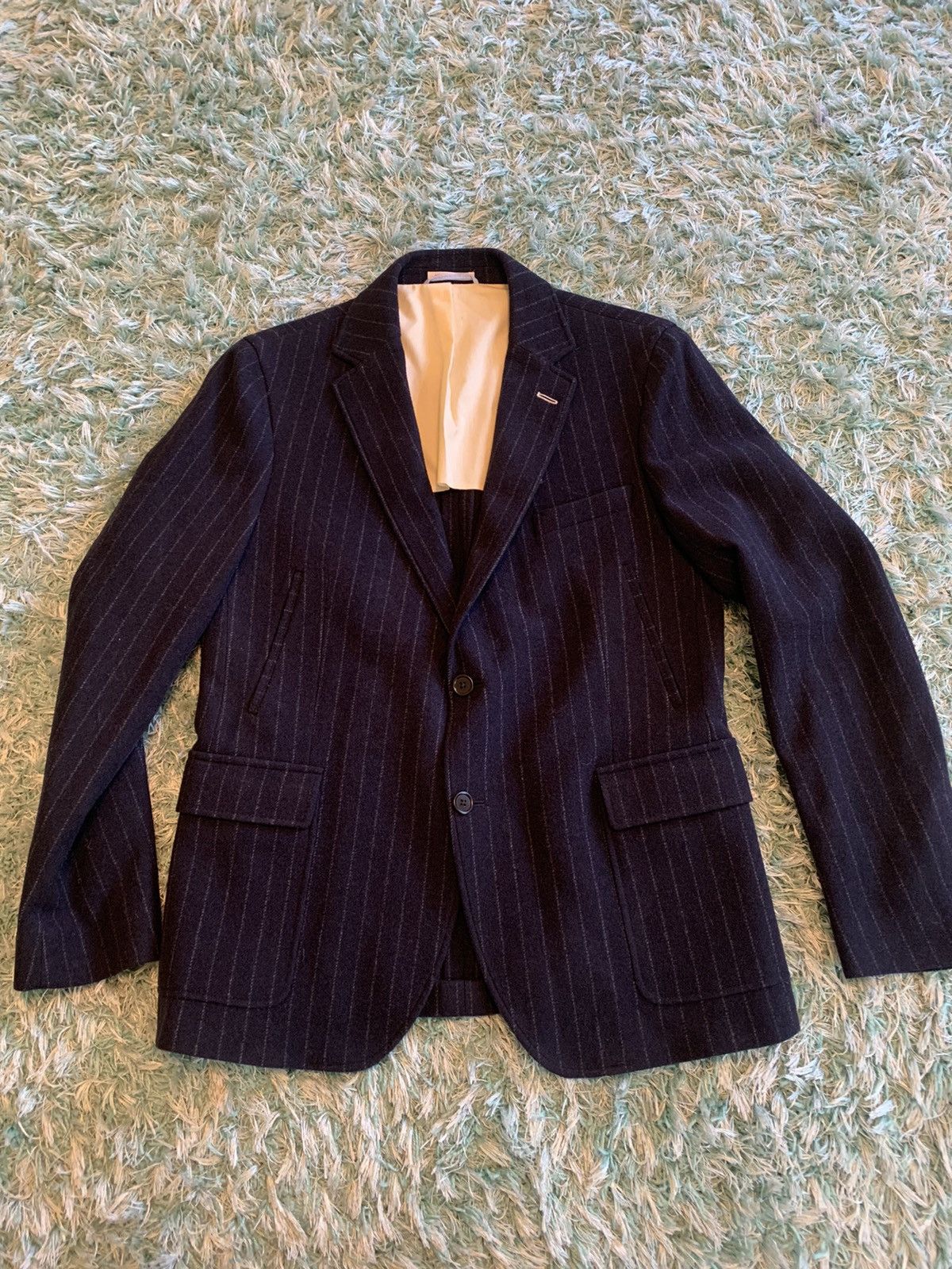 Gant Rugger Wool Pinstripe Natural Shoulder Blazer | Grailed