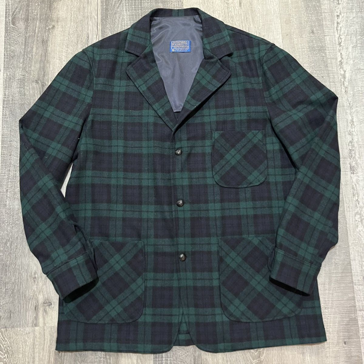 Pendleton × Vintage VTG Pendleton 80s Green Plaid 49er Jacket Wool Blazer Coat | Grailed