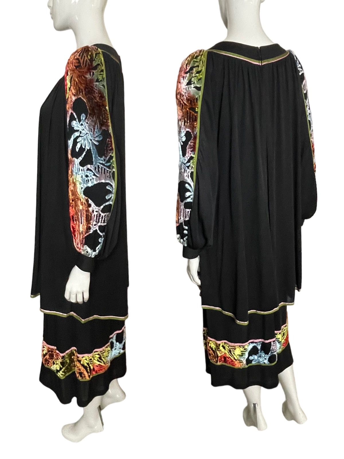 Vintage 1970s Lesley Sandra London Devoré Black Maxi Dress Vintage ...