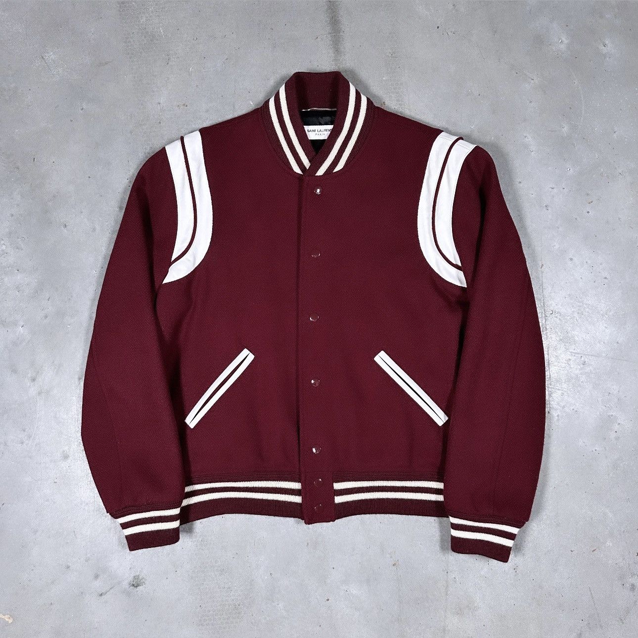 Saint Laurent Paris SLP TEDDY JACKET BURGUNDY | Grailed