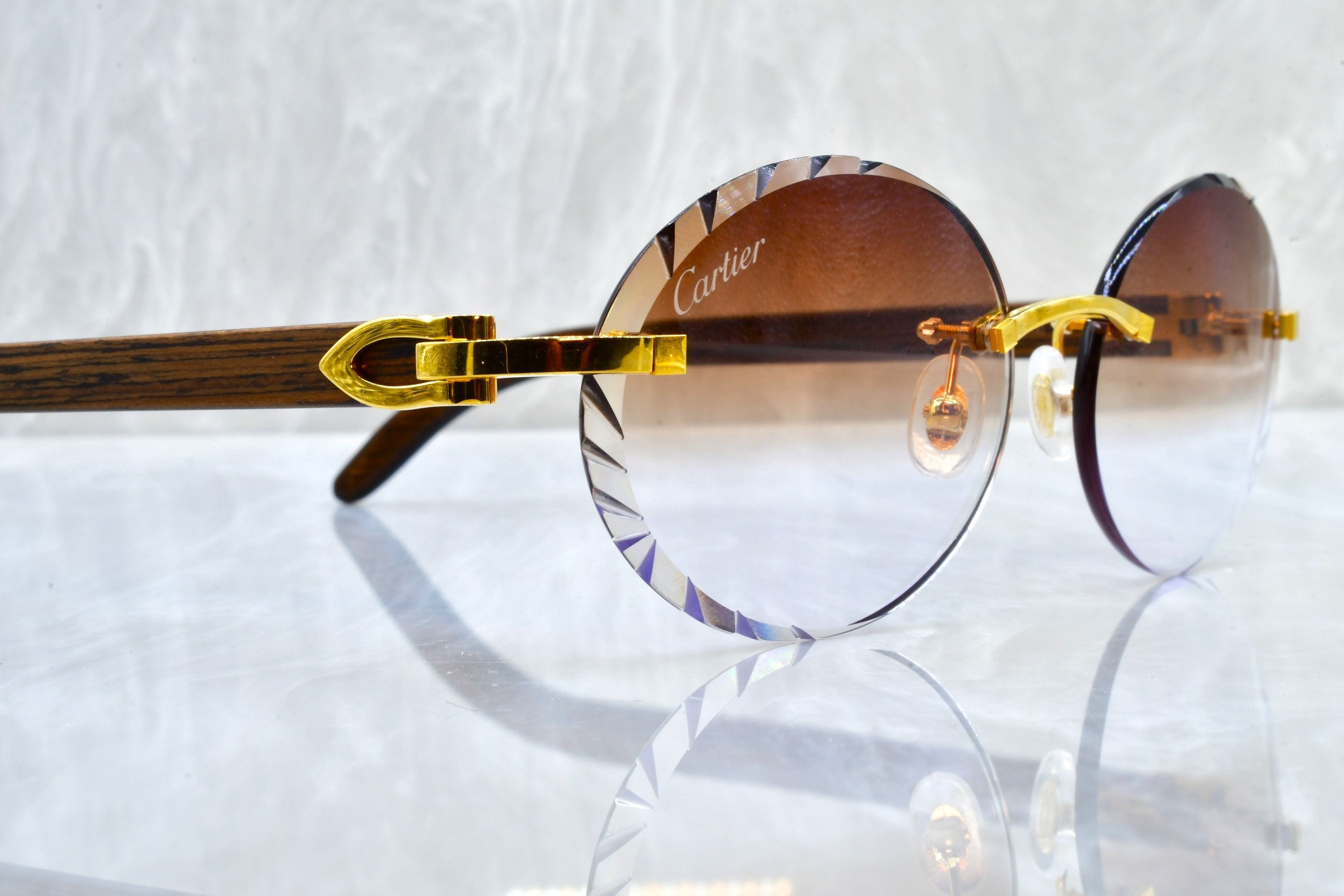 Cartier Cartier Poplar wood sunglasses c decor circa diamond cut | Grailed