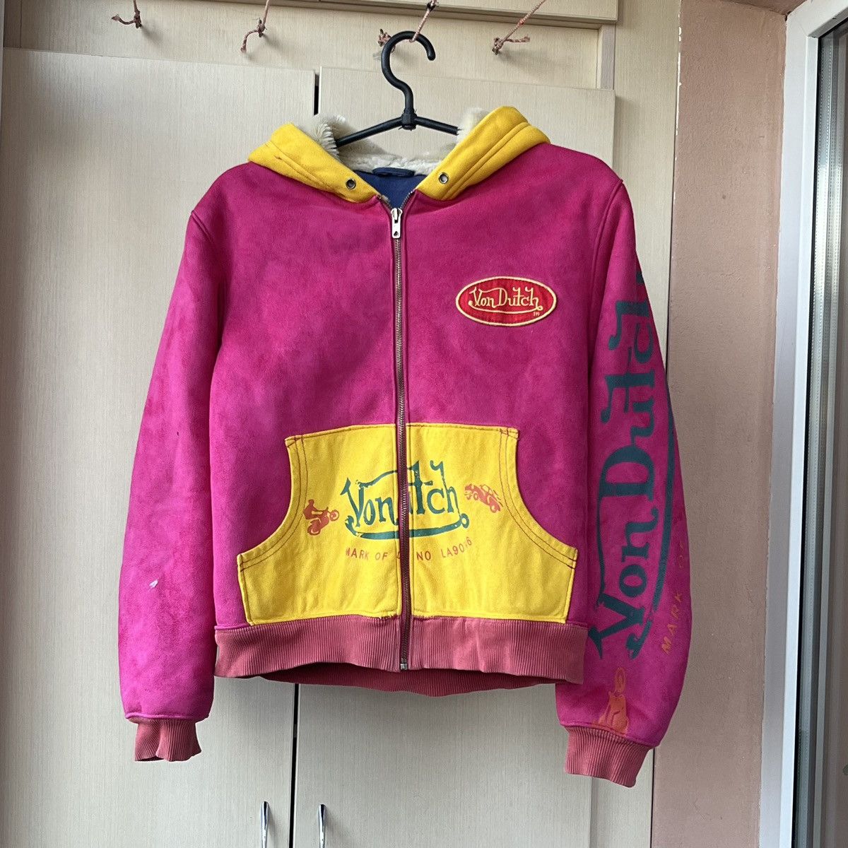 Leather × Vintage × Von Dutch Women’s Von dutch shearling hoodie jacket ...