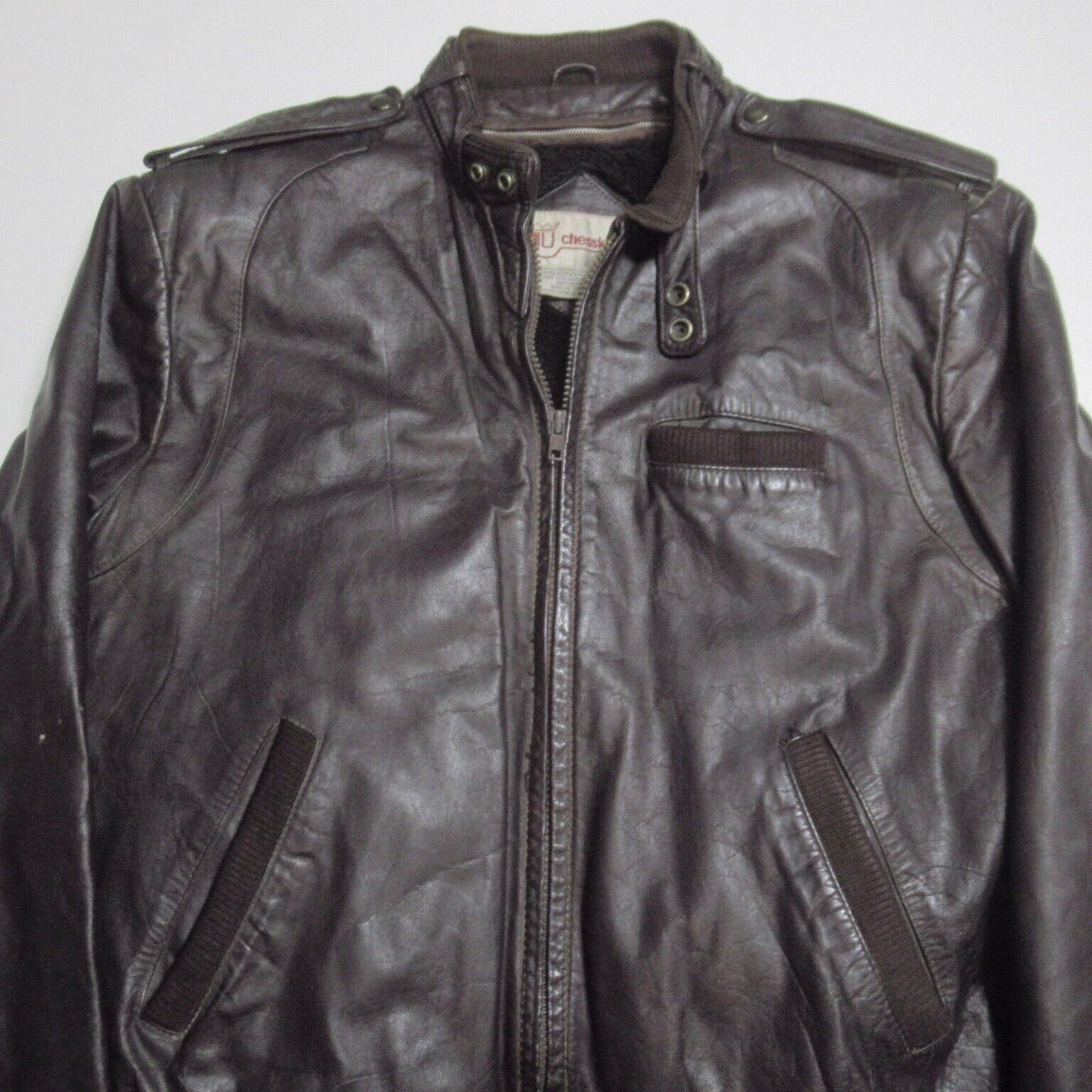 Generic Vintage 80s Chess King Cafe Racer Jacket Brown Leather 42 | Grailed