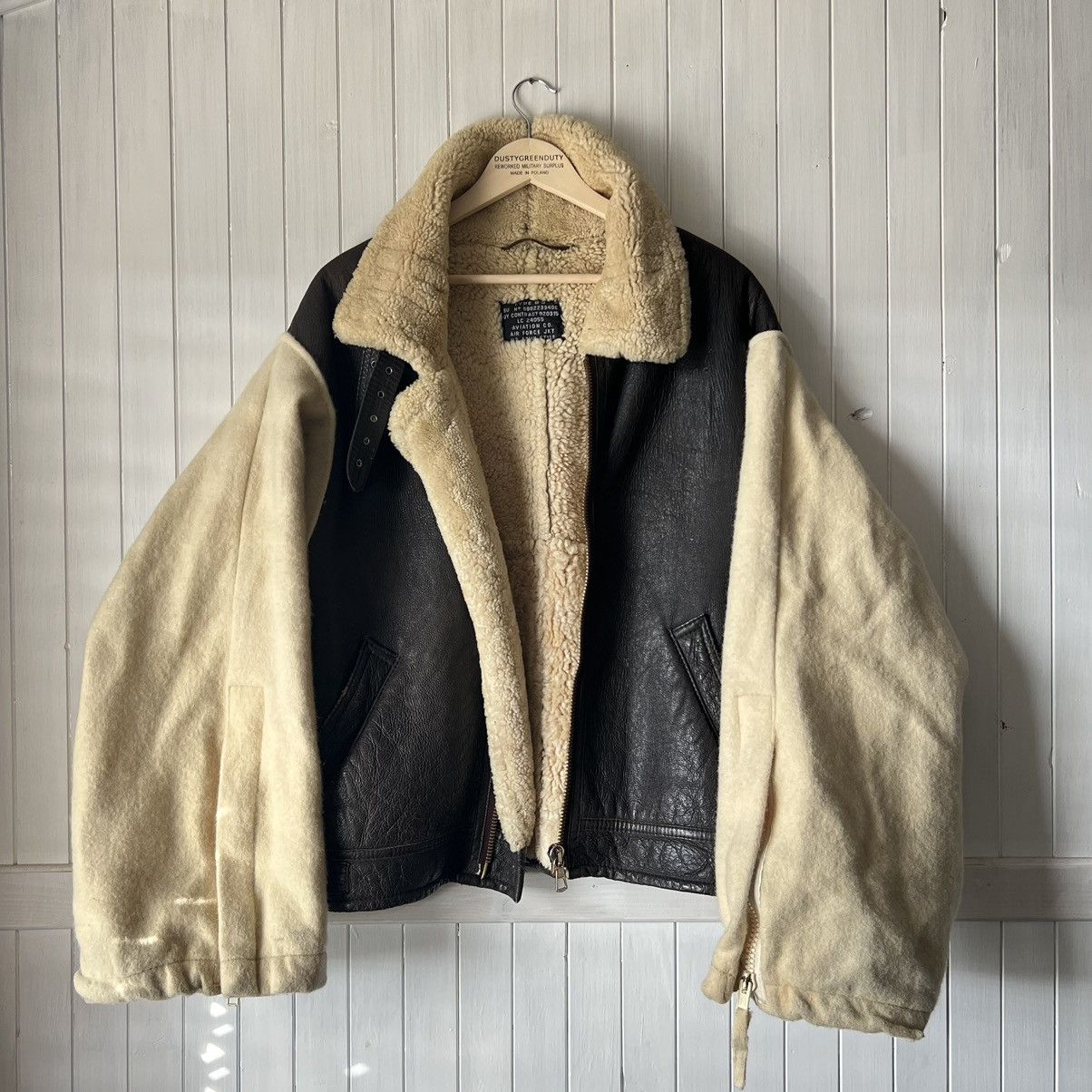 Custom × Leather Jacket × Vintage Reworked us army B-3 leather jacket ...