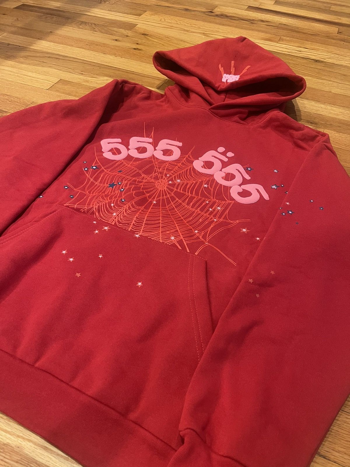 Spider Worldwide Sp5der Worldwide Red Angel Number 555 Hoodie | Grailed