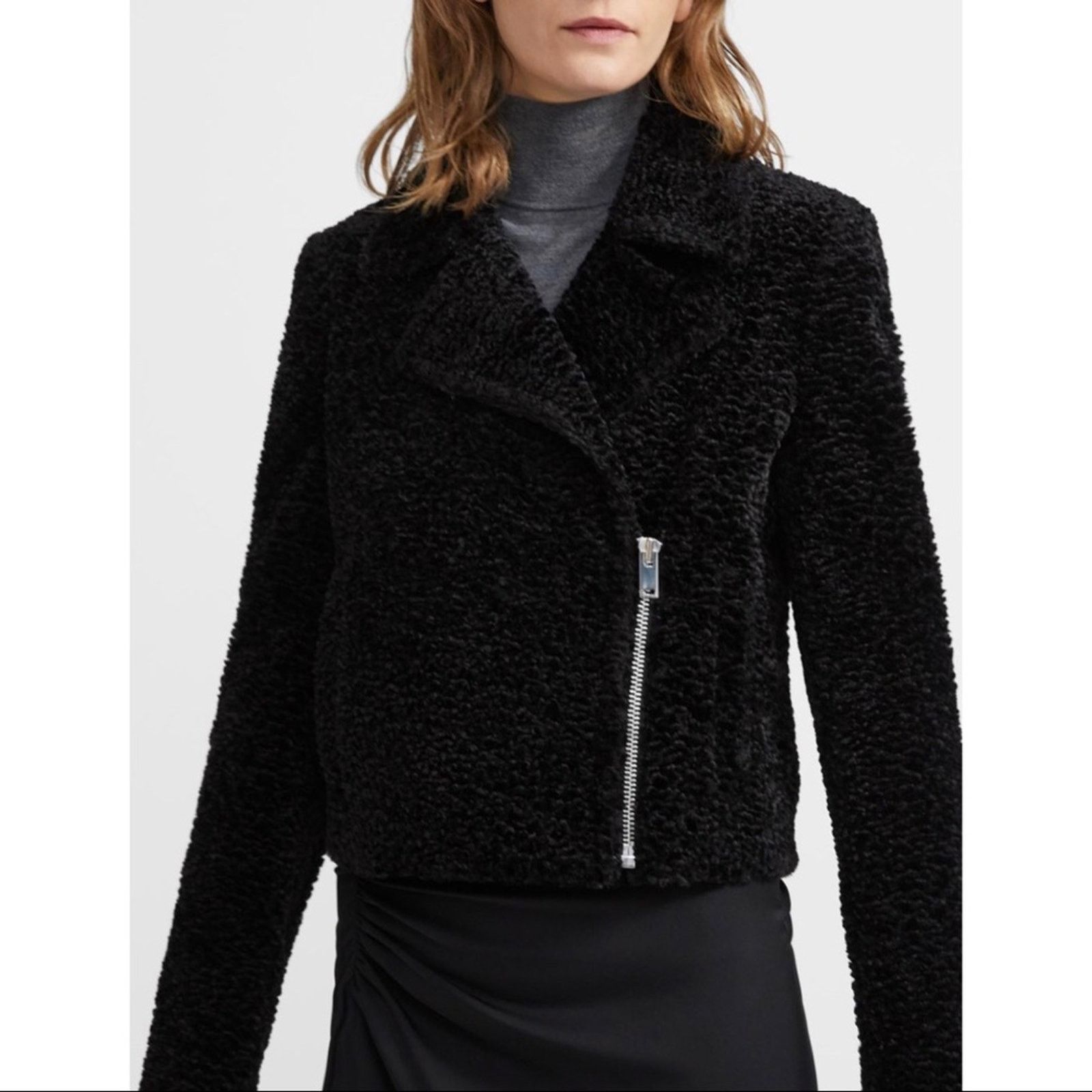 Theory New Theory Faux Fur Slim Moto Jacket | Grailed