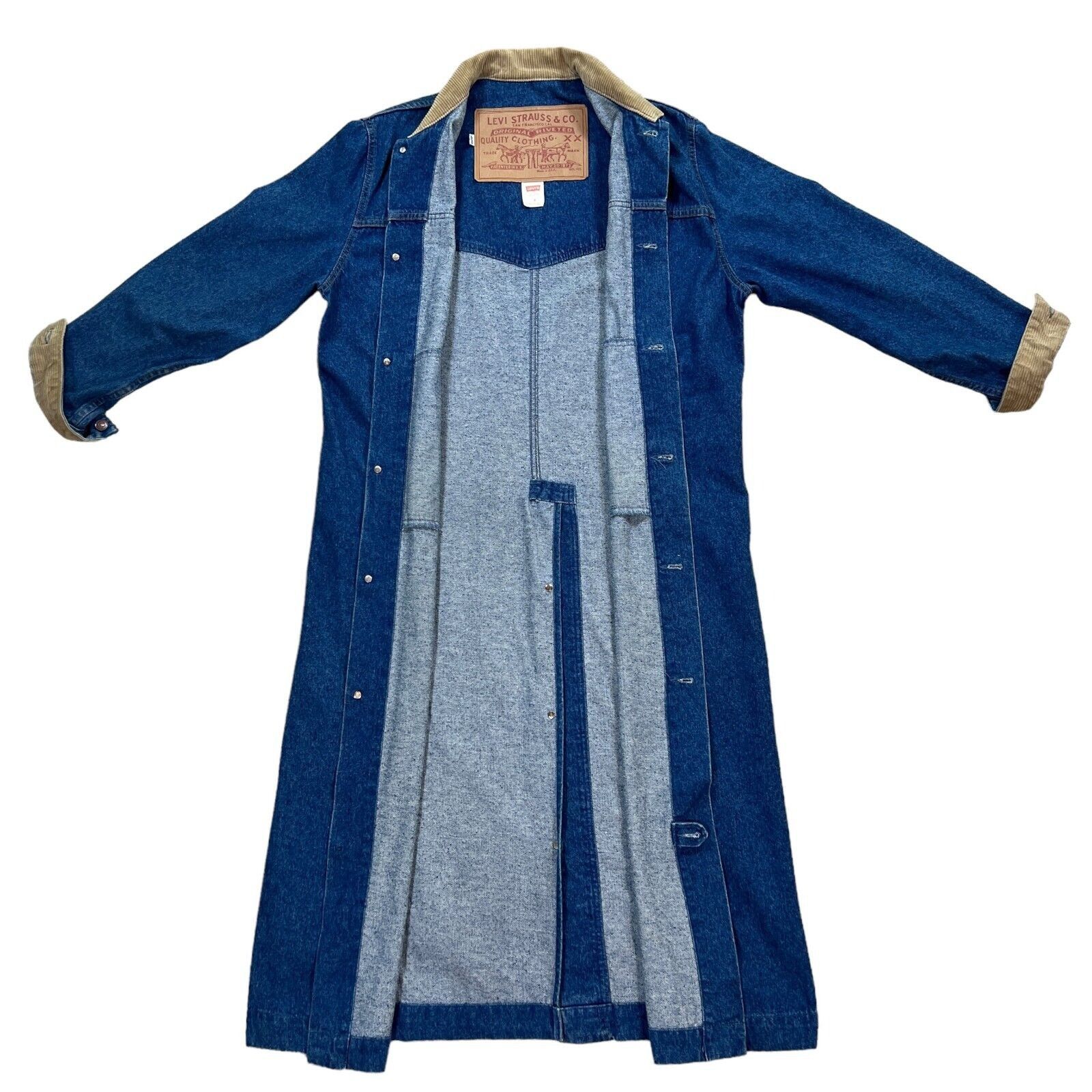 Levi's Levi's Denim Duster Trench Coat Men M Barn VINTAGE 80's MADE ...