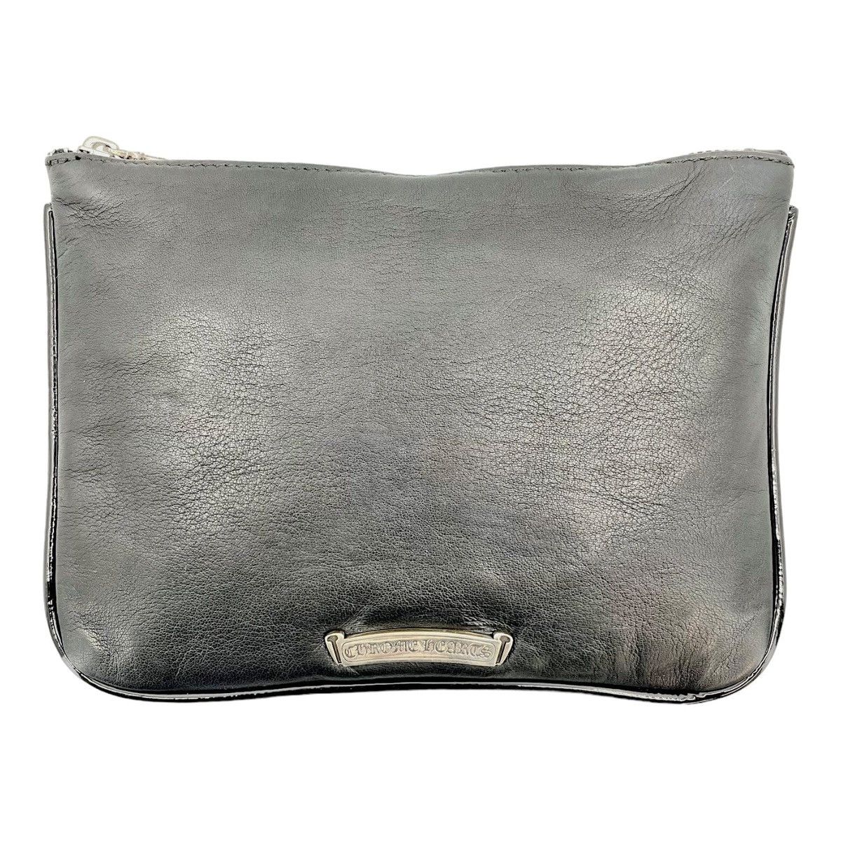 Chrome Hearts Chrome Hearts Cross Patch Patent Leather Zipper Pouch ...
