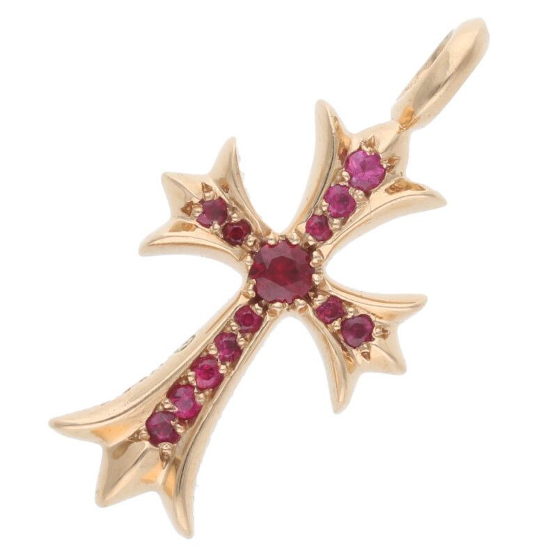 Chrome Hearts 22k Gold Ruby Tiny Fat Cross Pendant | Grailed