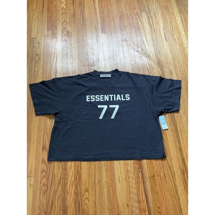 Essentials Fear Of God Essentials Iron Black Football Tee Women XXSma ...