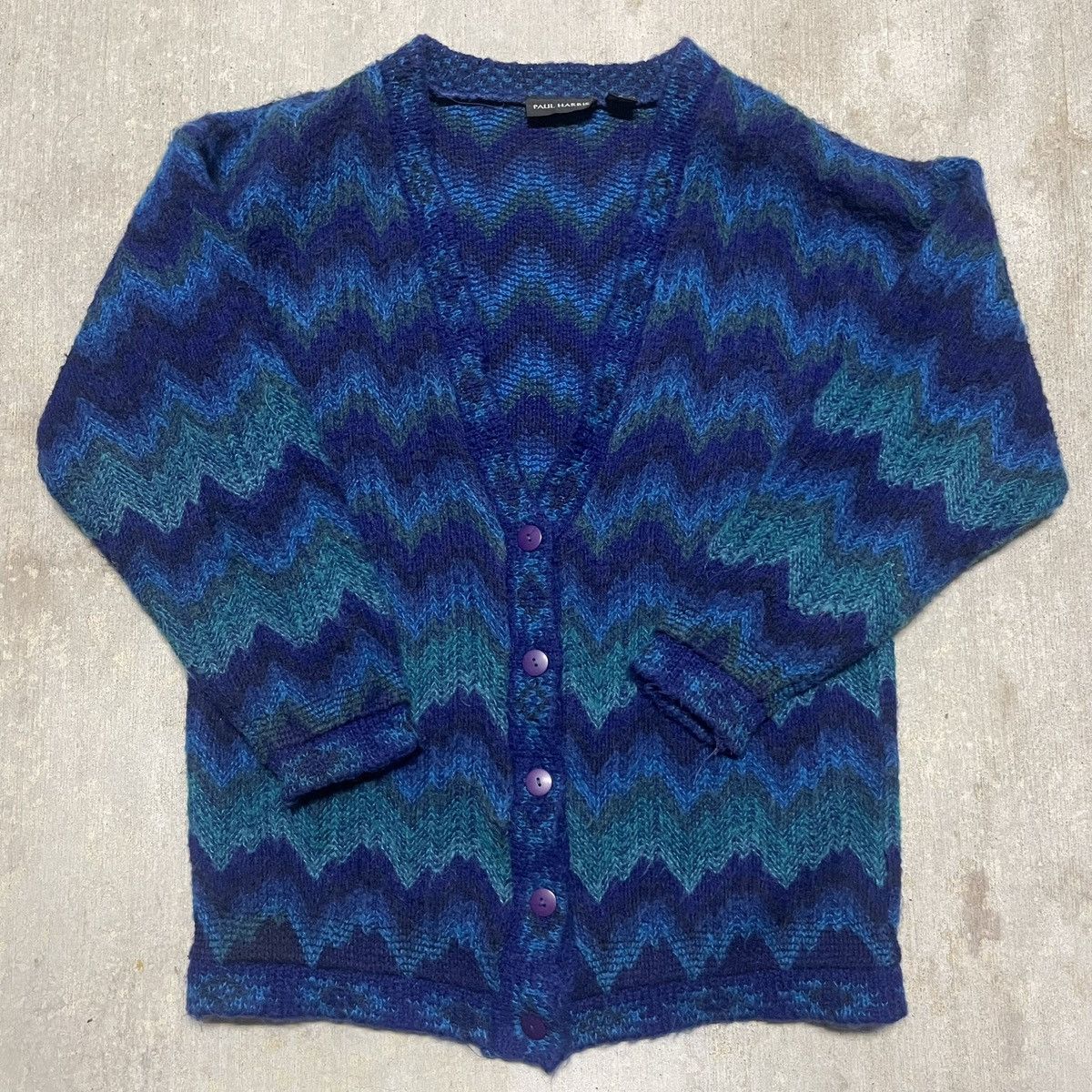 Vintage Paul Harris Wool Mohair Knit Cardigan Pattern Vintage Large ...