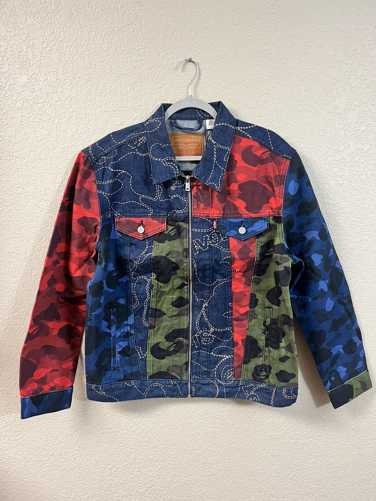 Bape × Levi's Levi’s x Bape Zipped Patchwork Trucker Jacket | Grailed