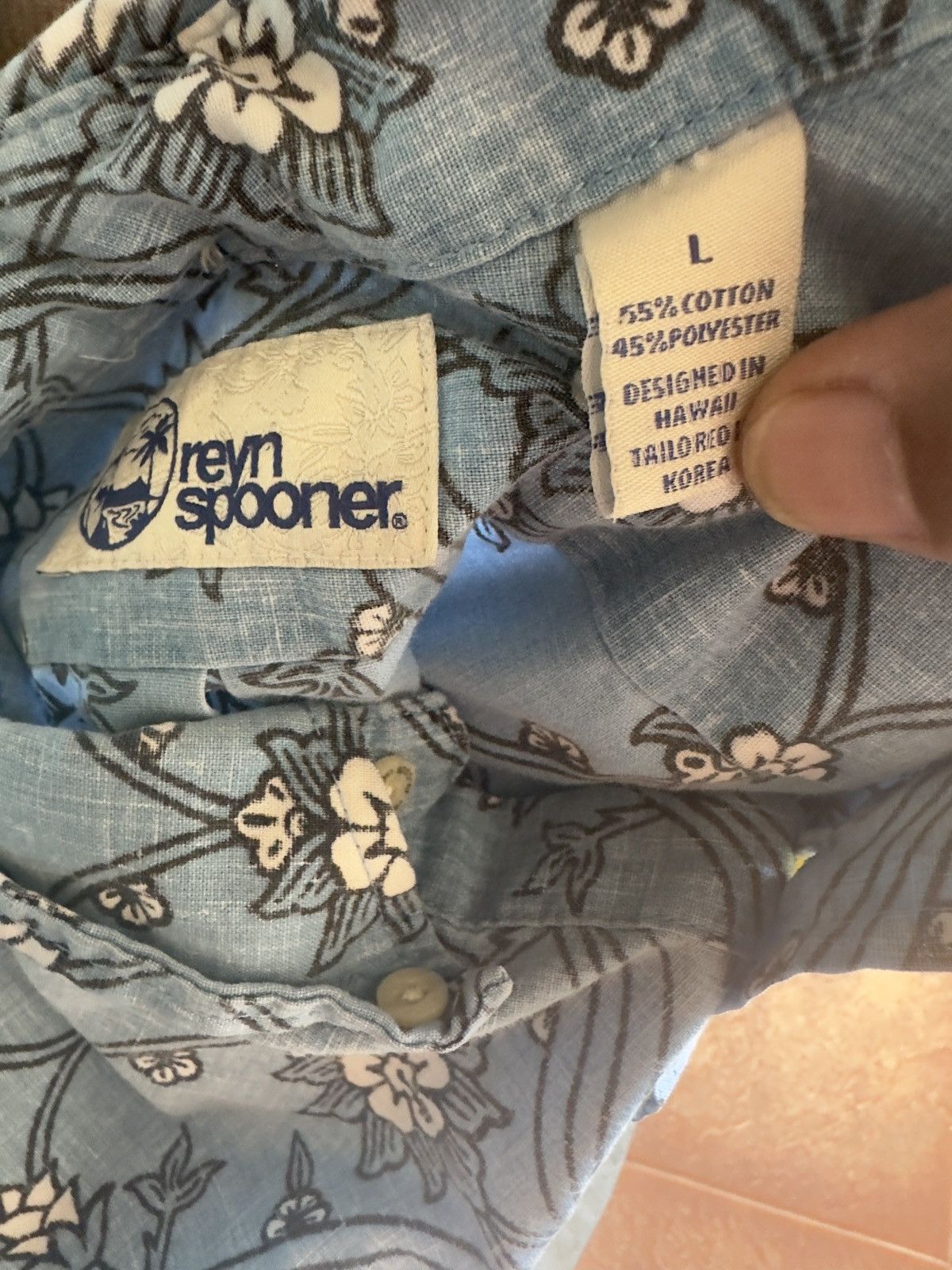 Reyn Spooner Reyn Spooner Hawaiian Print 3/4 Button Blue Men's Large ...