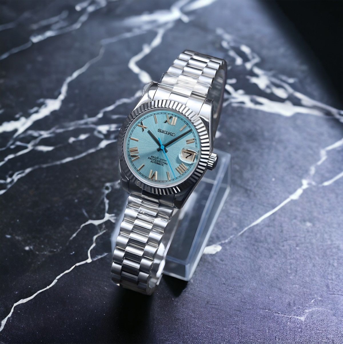 Japanese Brand × Seiko Seiko Mod Datejust Ice Blue Dial Presidential ...