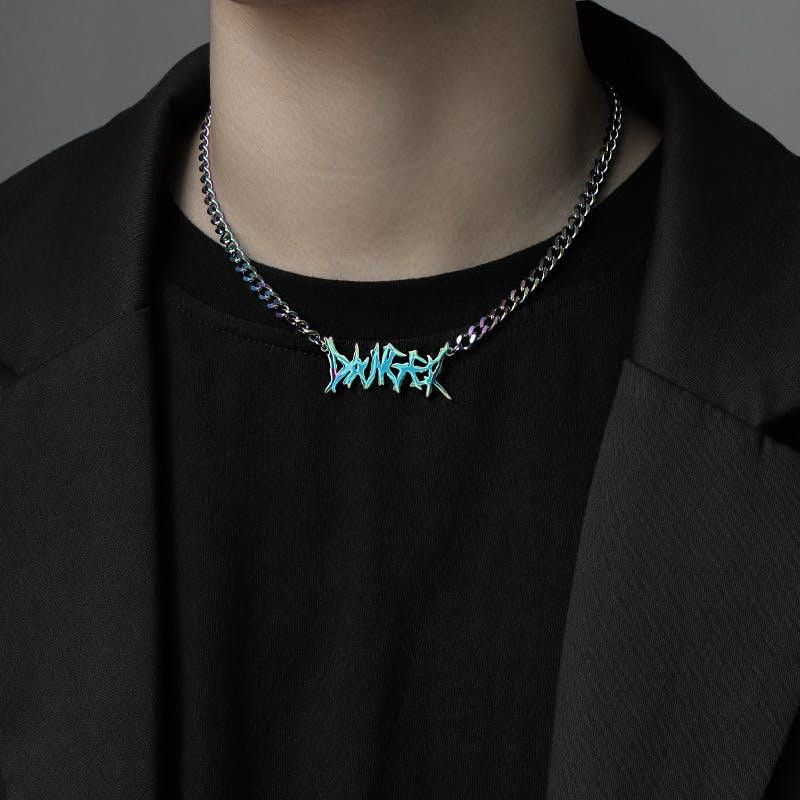 Jean × Streetwear DANGER Pendant Necklace Chain | Grailed