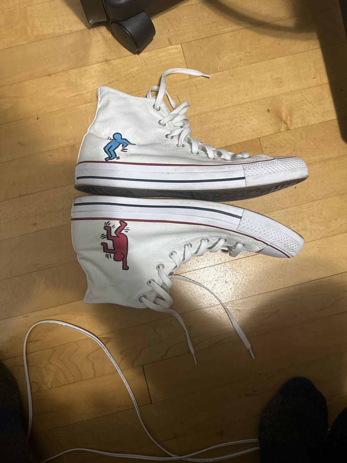 Converse × Keith Haring White Custom Keith Haring Converse | Grailed
