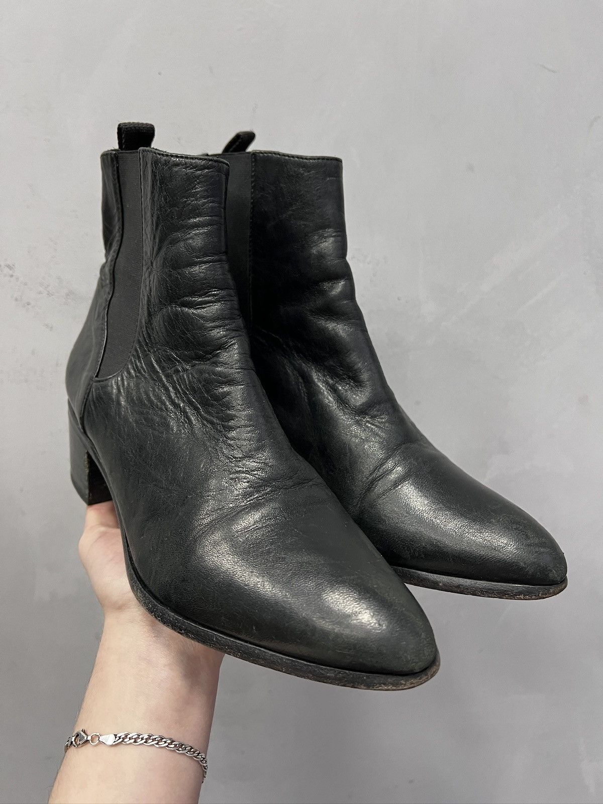 Guidi Black leather boots guidi style heel avant garde boots 90s | Grailed
